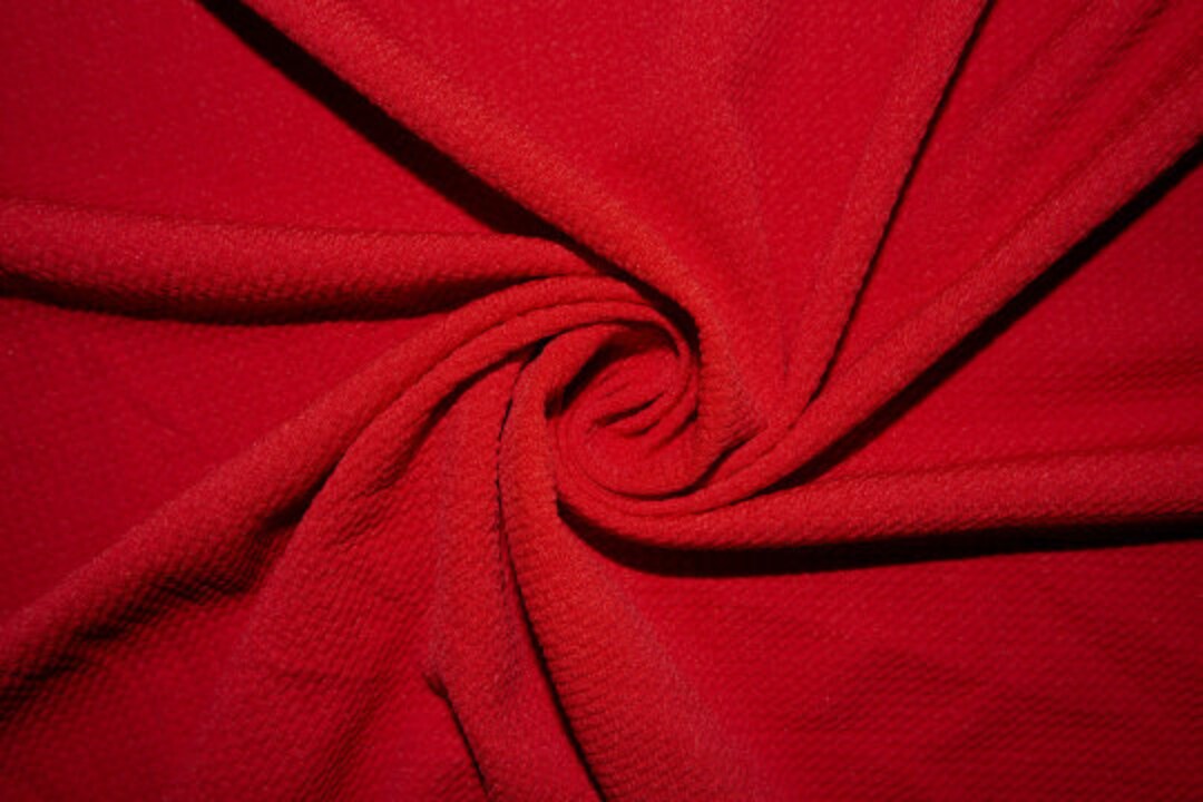 Red #142 Bullet Ribbed Scuba Techno Double Knit 2-way Stretch Polyester ...