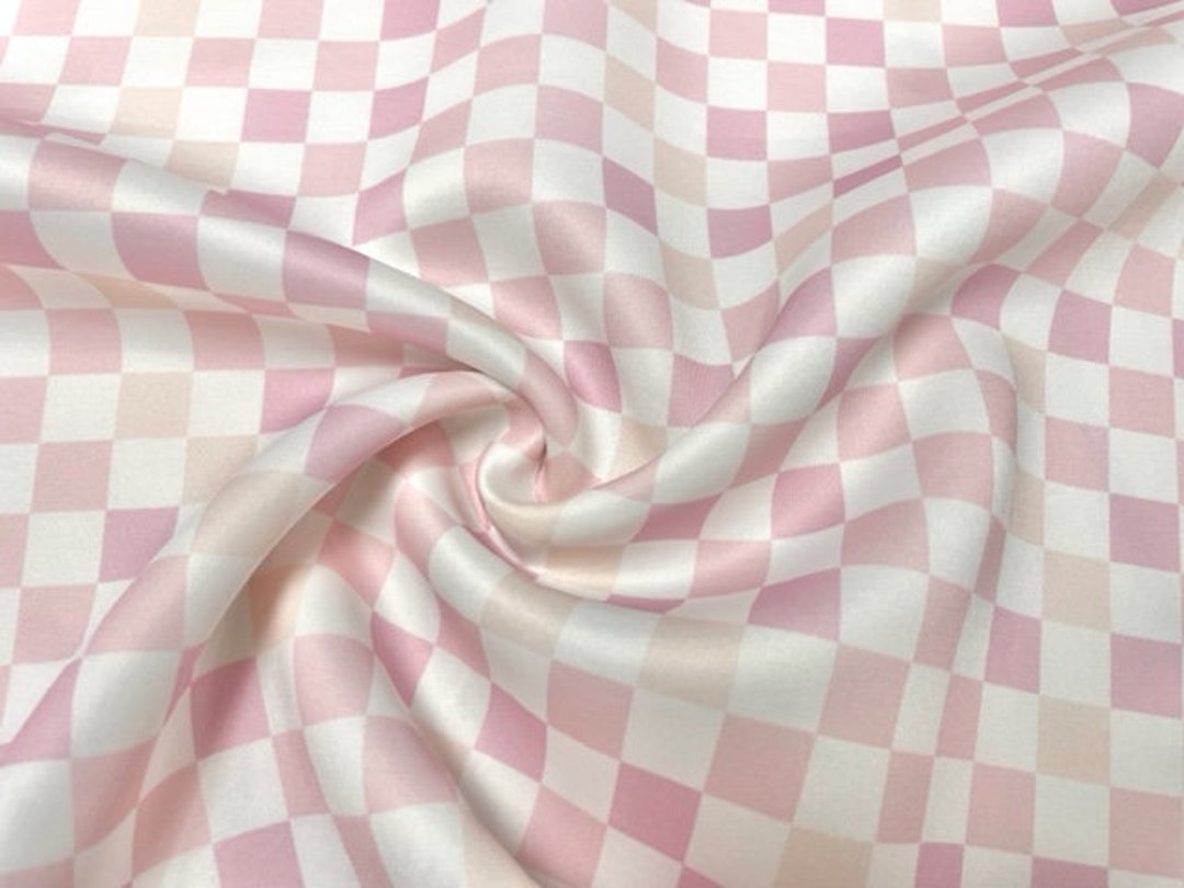Checkerboard Pink Peach Super Scuba Techno Print #114 Double Knit ...