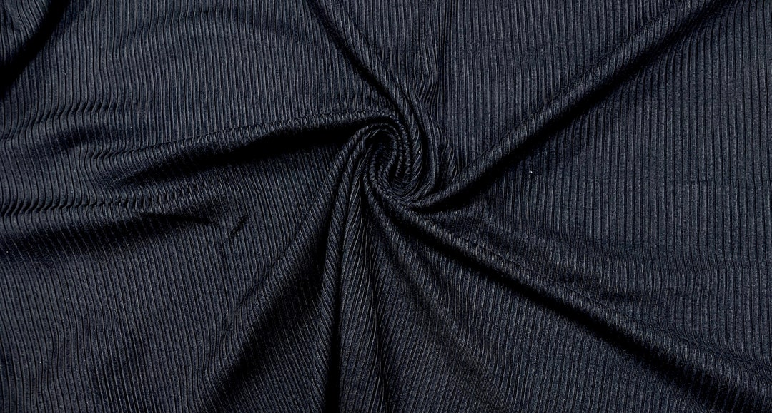 Black DBP 4X2 Rib Knit #5 Double Brushed Polyester Spandex Stretch ...