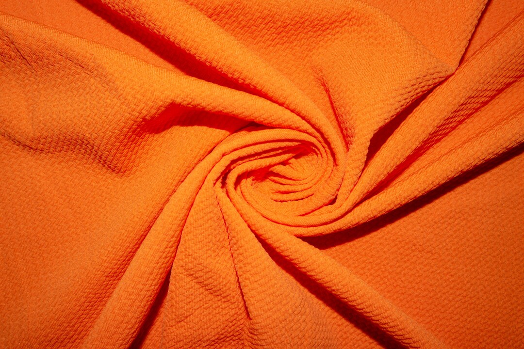 Orange #150 Bullet Ribbed Scuba Techno Double Knit 2way Stretch Poly ...
