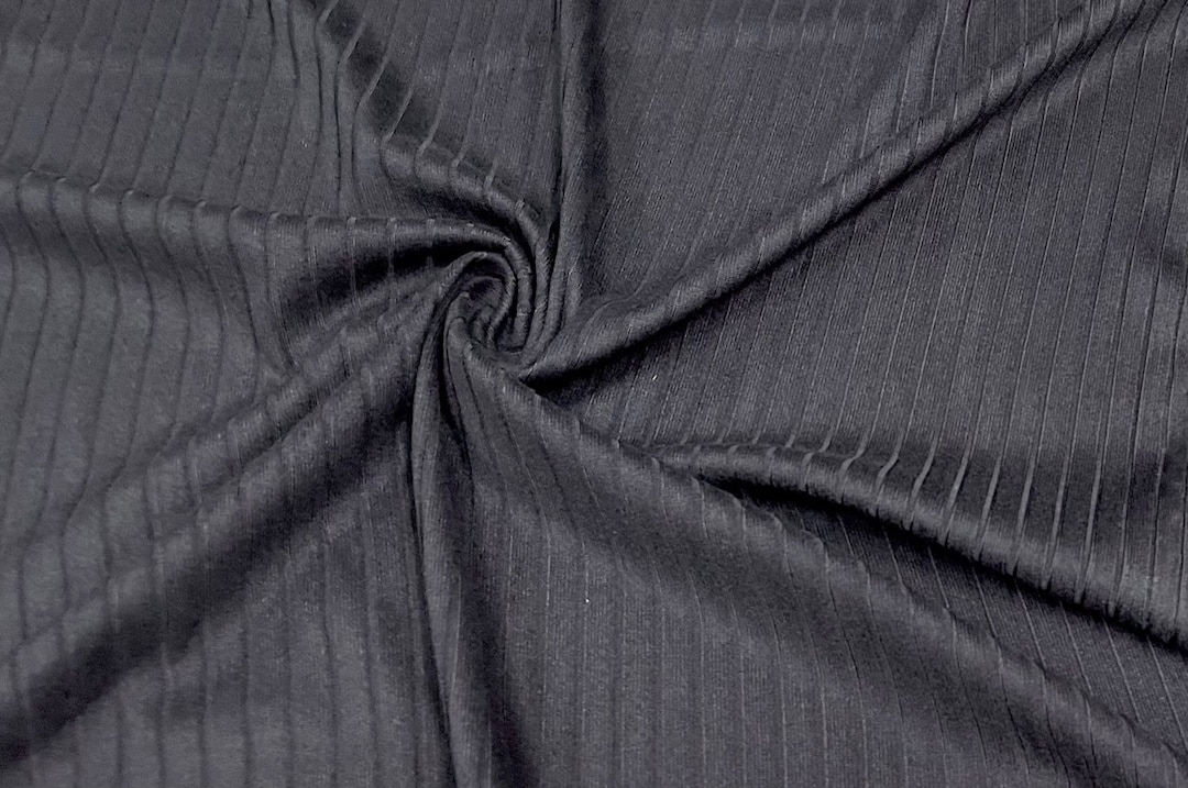 Black DBP 8X3 Rib Knit #10 Double Brushed Polyester Spandex Stretch ...