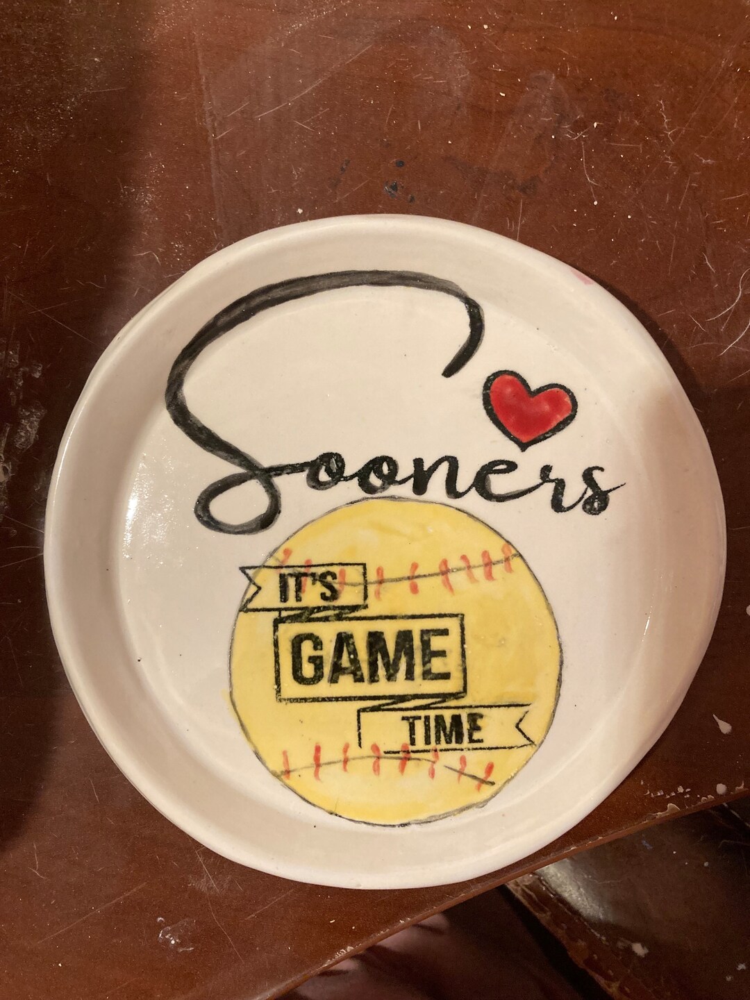 Softball Game Time Ceramic Plates -sooners and Cowboys - Etsy