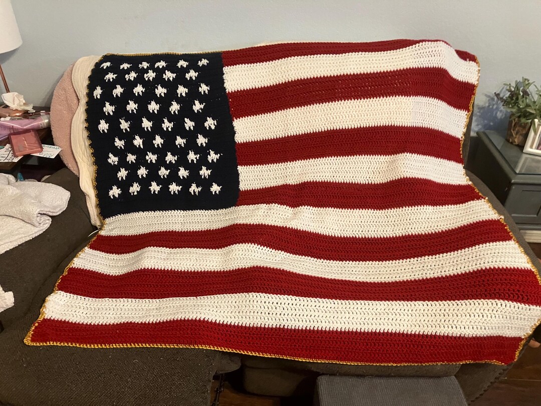 American Flag Crocheted Afghan - Etsy