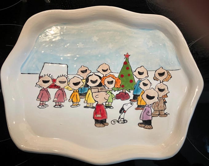 Peanuts Christmas Caroling Platter - Etsy