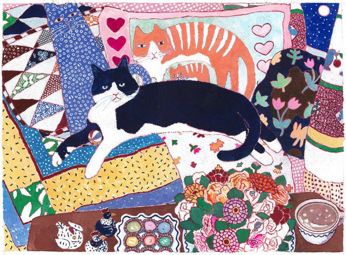 Bon Bons- Cat on Couch- Blank Note Cards - Etsy
