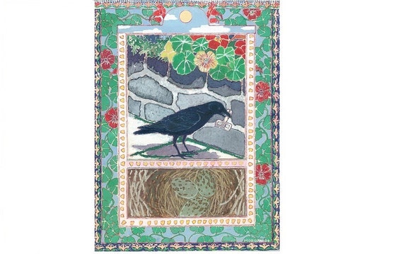 Crow With Nest Poster Print Bird | Etsy