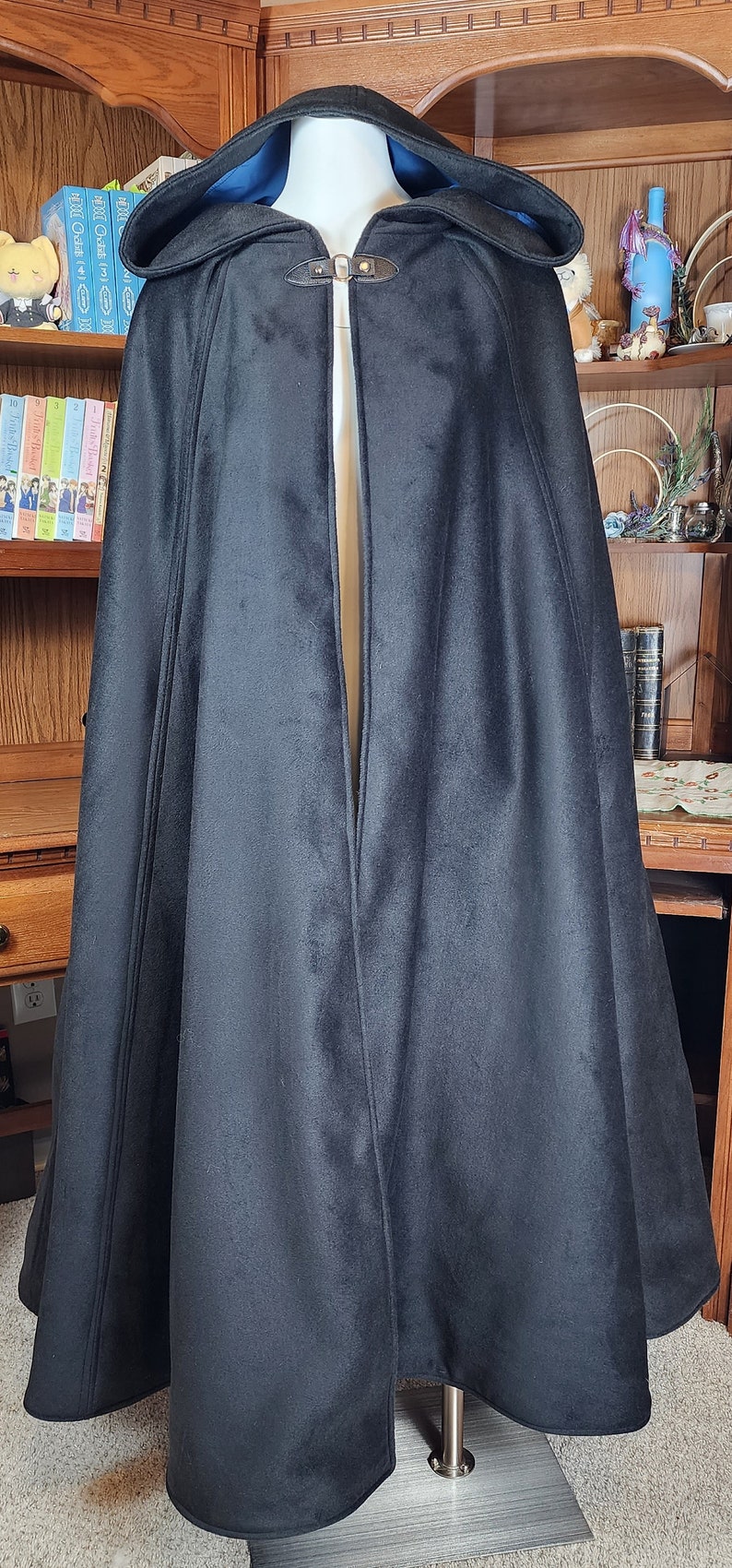 Winter Wanderer Cloak Black Cloak With Blue Water Resistant - Etsy Winter Wanderer Cloak Black Cloak With Blue Water Resistant - Etsy