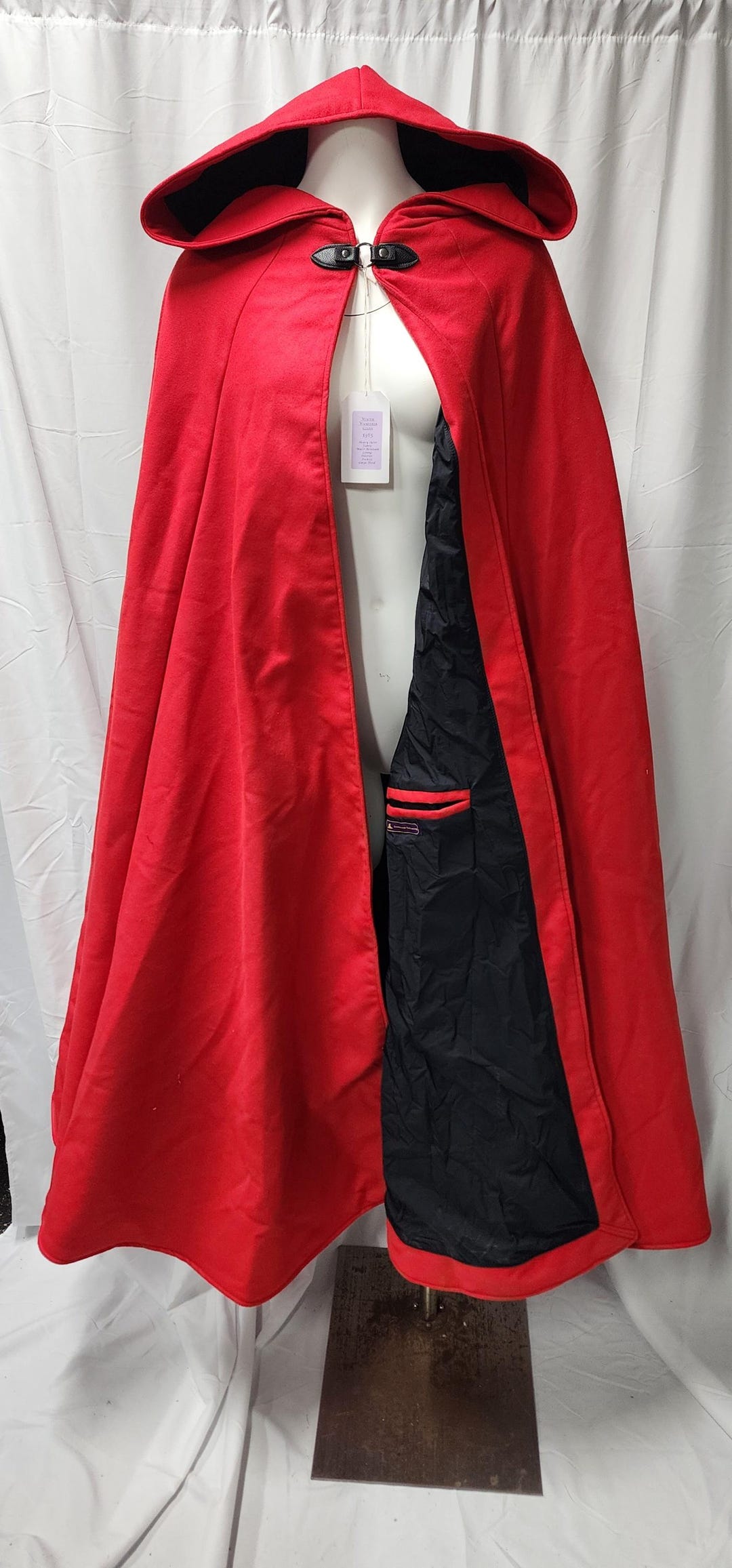 Bright Red Cloak With Black Water Resistant Lining Winter Wanderer - Etsy