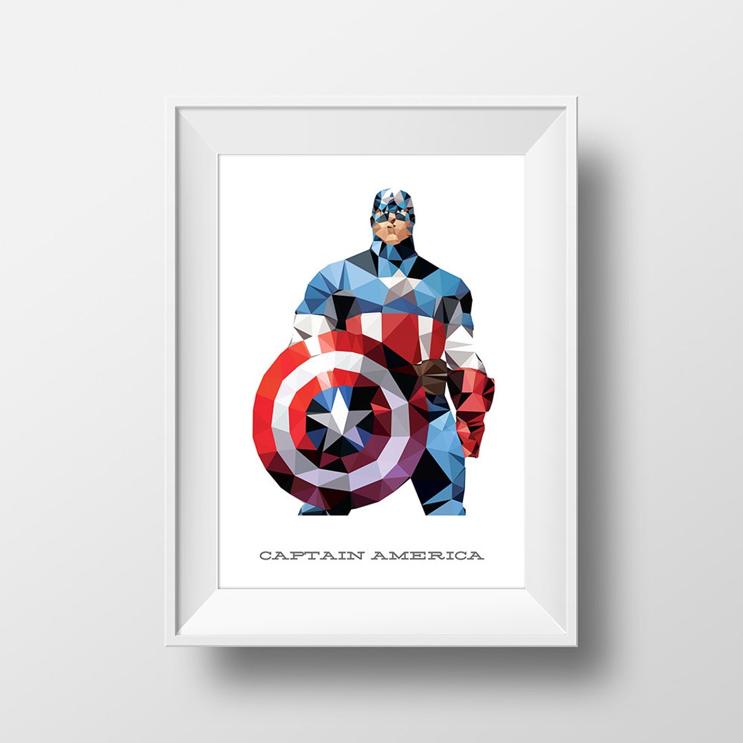 Digital Download Captain America Geometric Abstract Superhero Poster ...