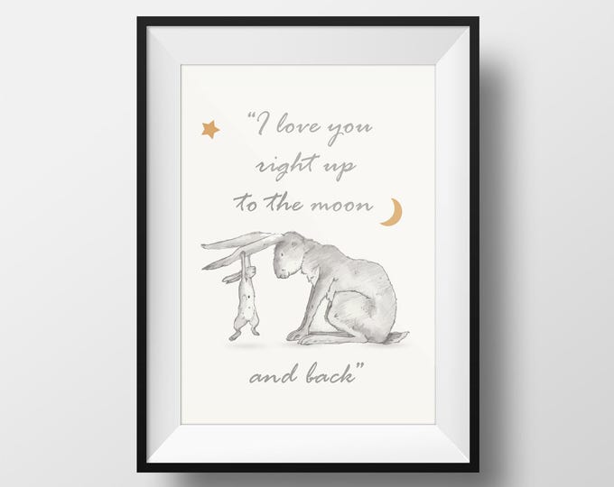 Digital Download I Love You Right up to the Moon and Back Quote Art ...