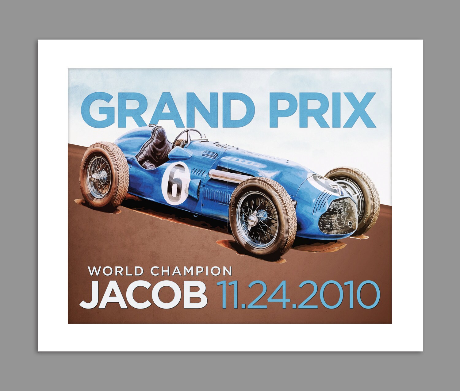 Personalized Name DOB Digital Download Vintage Grand Prix Race Car ...