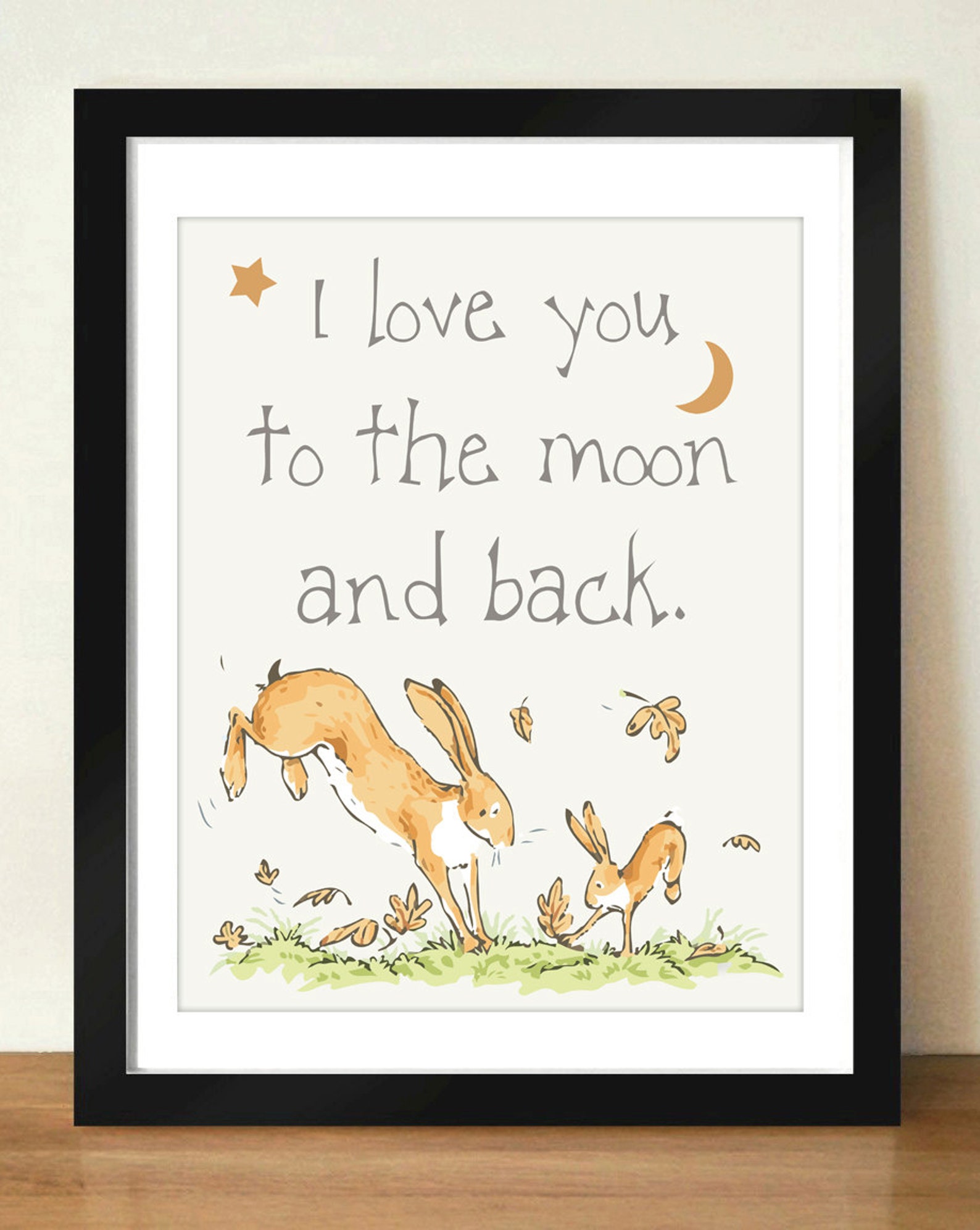 Digital Download I Love You to the Moon and Back Rabbits Playing Quote ...