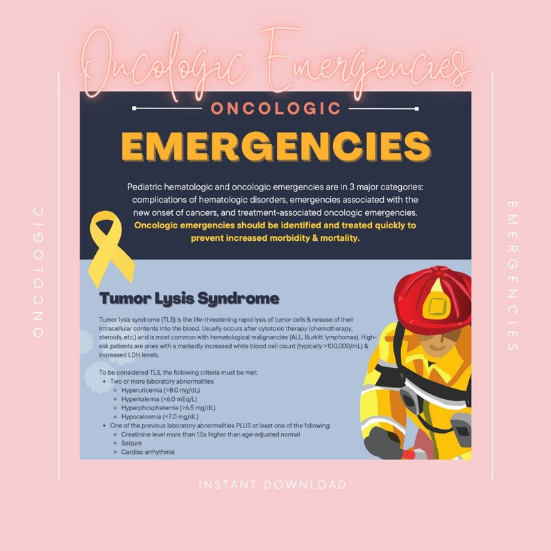 Pediatric *oncologic Emergencies* Onepager - Etsy