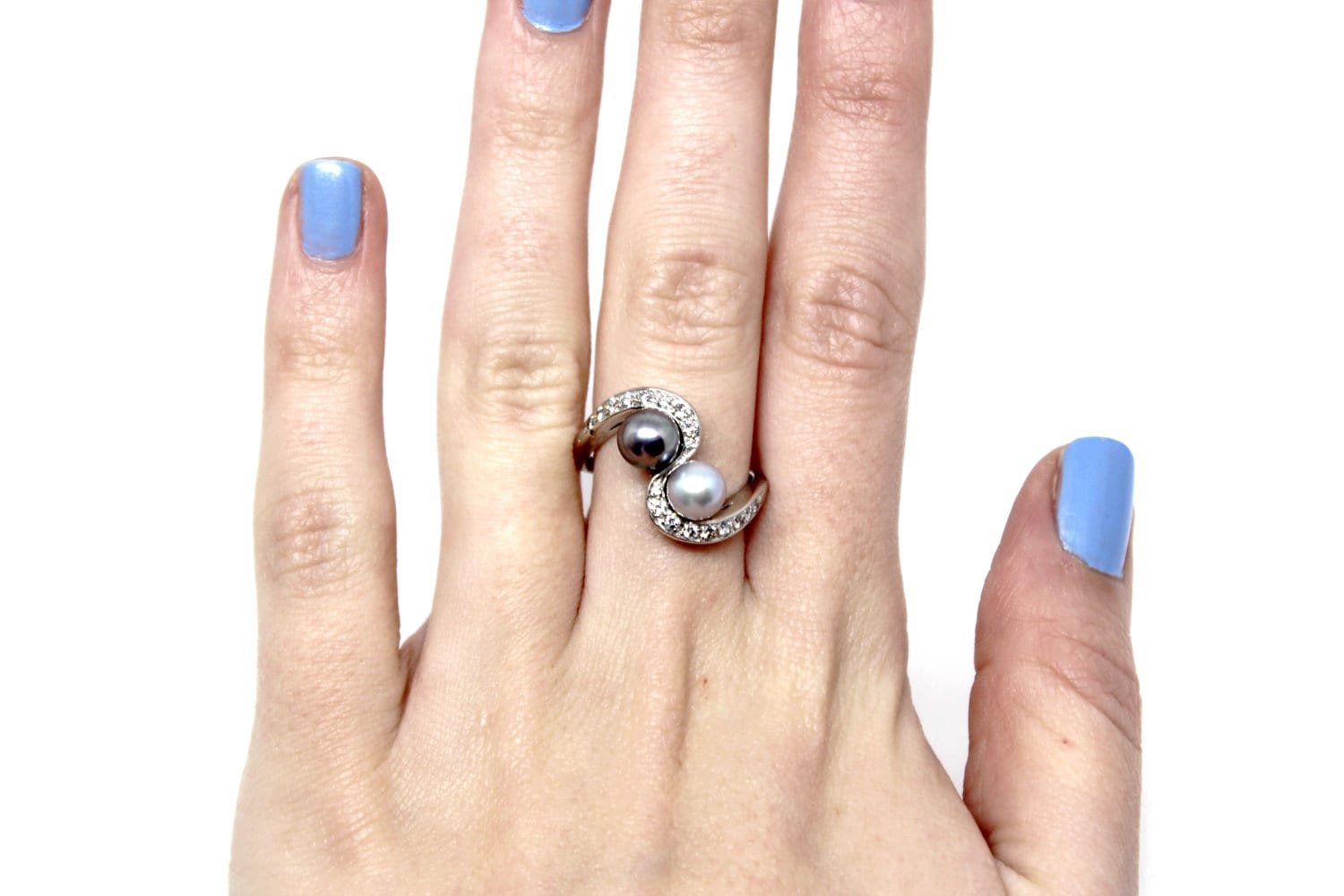 Anillo de perlas vintage de dos colores con anillo de diseño - Etsy España