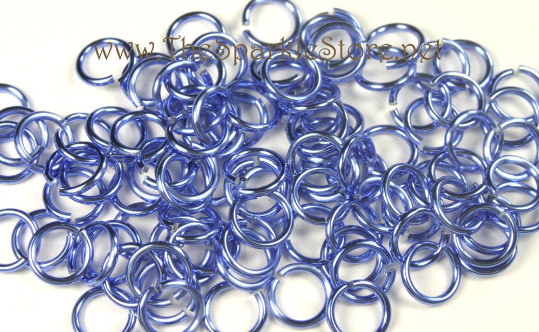 20, 18ga Periwinkle Jump Rings, 7mm OD, 5mm (3/16") ID, Anodized ...