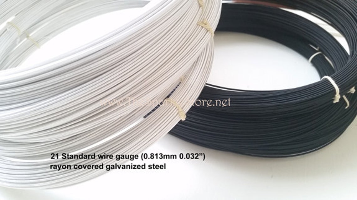 Black Millinery Wire, 21 Gauge Rayon Covered Galvanized Steel, 60 Yards ...