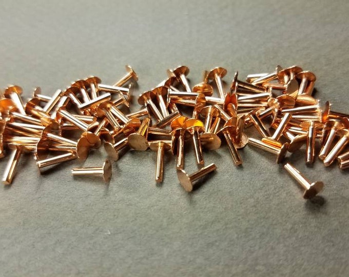 100 Solid Copper Rivets, 1/4 Long, 3.5mm Pad, Cold Connectors, USA Made ...