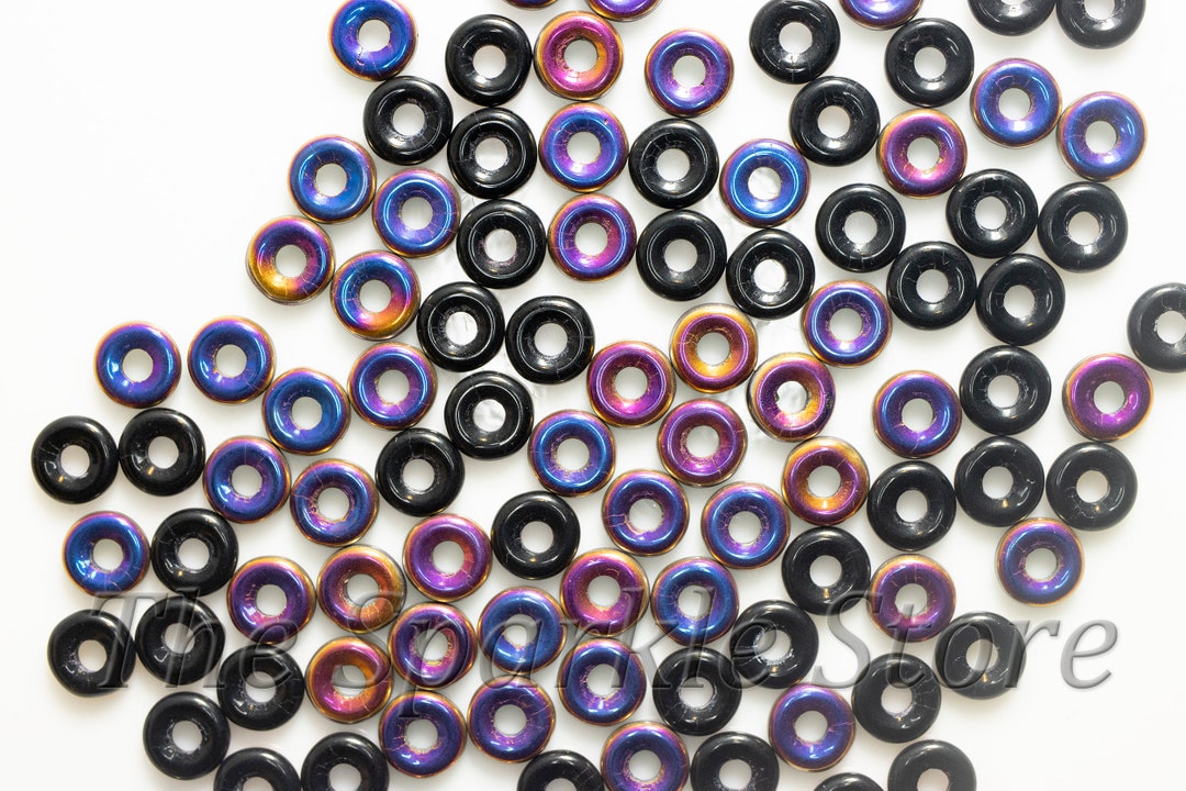 5mm X 1.3mm Czech Glass O Ring Beads, Rainbow Black, 100 Beads, Great ...