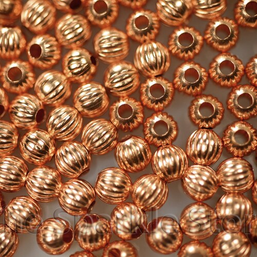 4mm Solid Copper Fluted Beads Small Copper Beads USA Made - Etsy