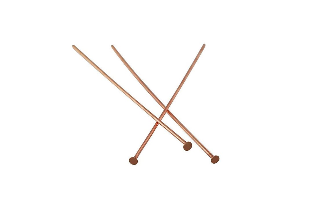 100 Copper Headpins, 22 AWG (0.64mm) Wire Diameter, 2" Long Head Pins ...