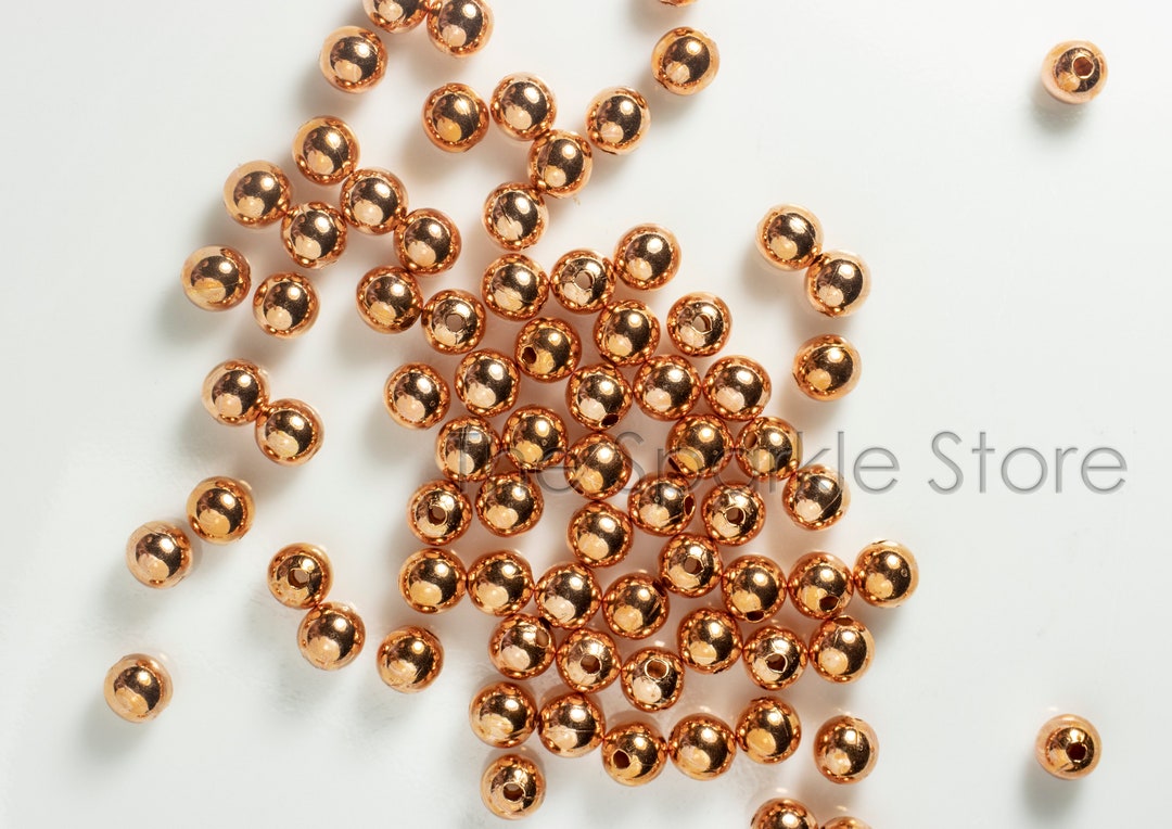 4mm Copper Beads, 1.4mm Hole, Made in the USA, 100 Beads per Package ...