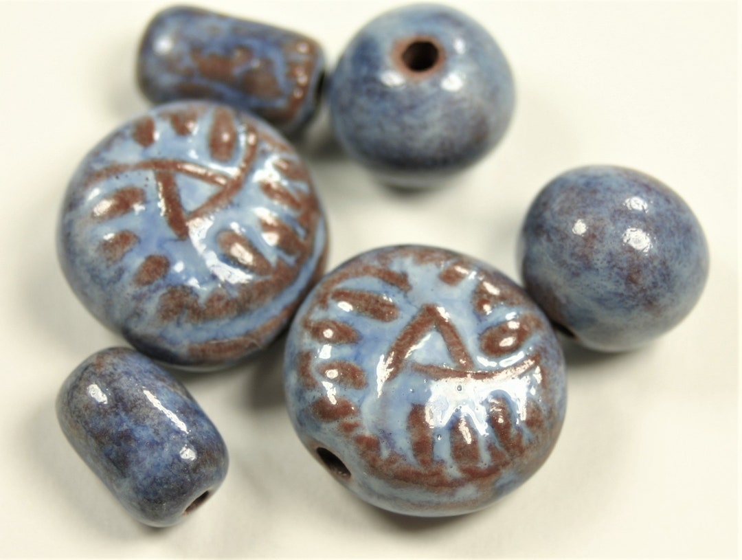 Handmade Ceramic Bead Set, (set 1), Sizes From 18mm, 6 Bead Set - Etsy