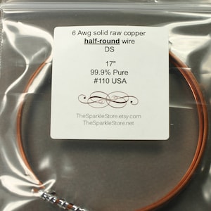 6ga Half-round Copper Wire, Dead Soft, 1/2 Round, Bangle Wire, Ring ...