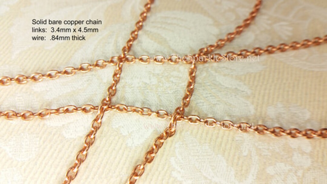 Solid Copper Chain, Cable Style, Raw Metal, Link Size 3.4mm X 4.5mm ...