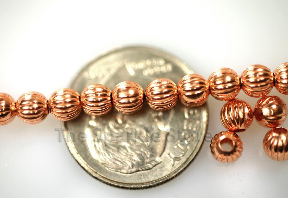 4mm Solid Copper Fluted Beads Small Copper Beads USA Made - Etsy