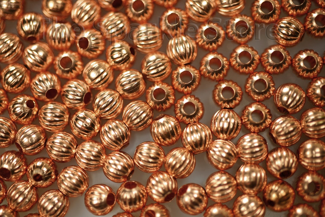 4mm Solid Copper Fluted Beads Small Copper Beads USA Made - Etsy