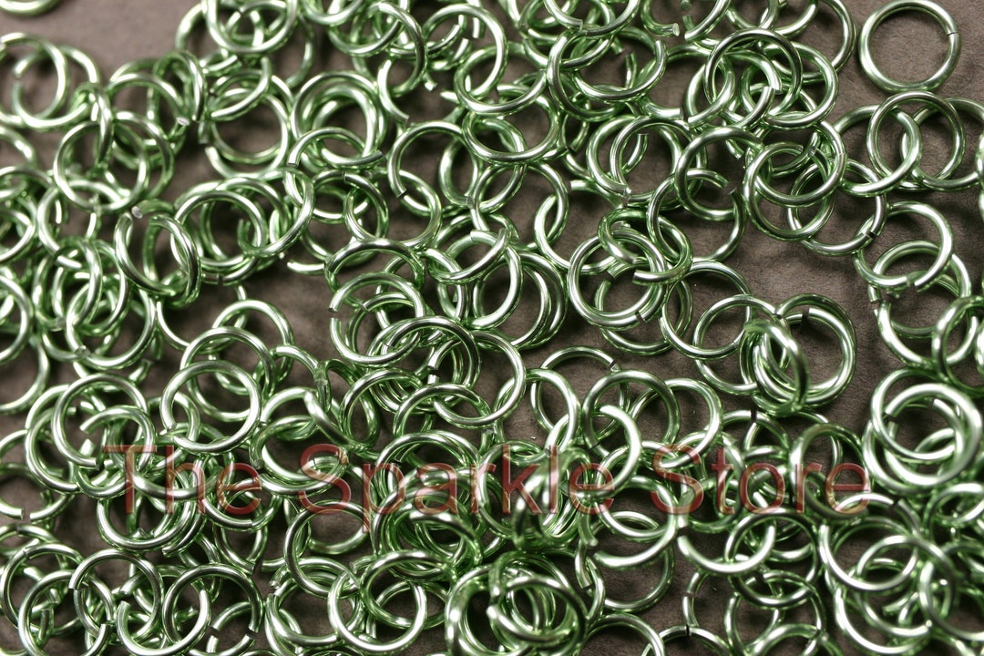 100 20ga Seafoam Green Jump Rings, 6mm OD, 4.2mm (5/32") ID, Anodized ...