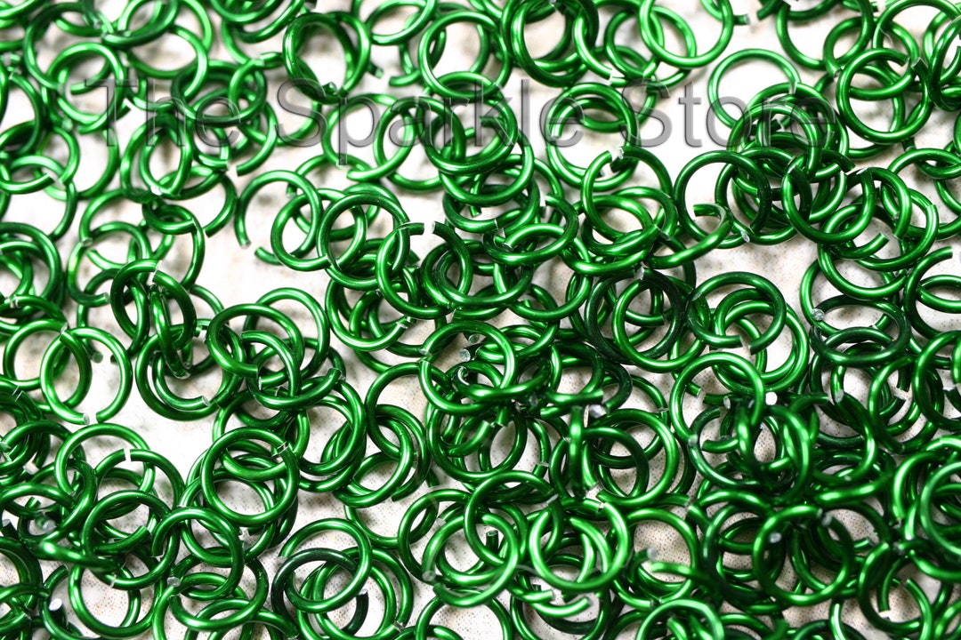 100 20ga Dark Green Jump Rings, 6.0mm OD, 4.2mm ID, Anodized Aluminum ...