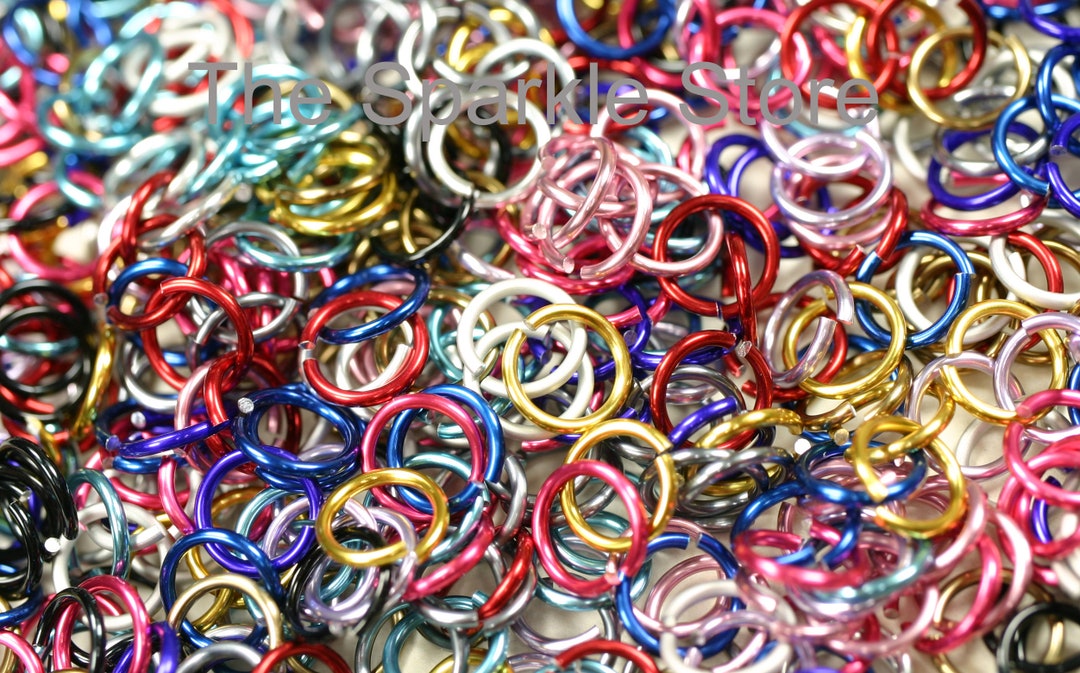 100 20ga Jump Rings, 6.7mm OD, 5mm (3/16") ID, Anodized Aluminum Mixed ...