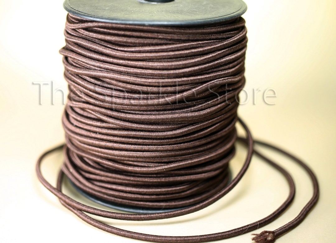 3mm Round, Dark Brown Elastic Cord, Multi Strand Inner Elastic, Nylon ...