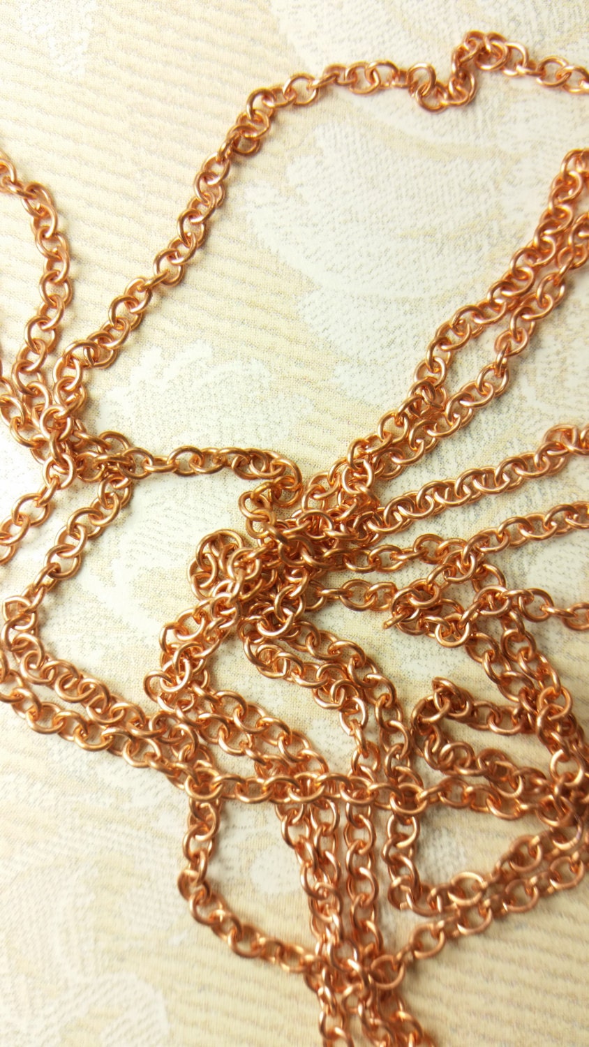 Solid Copper Chain Pretty Cable Style Raw Metal Link Size - Etsy