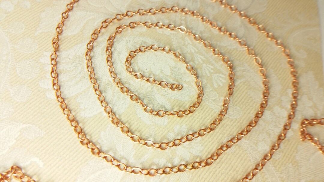 Solid Copper Chain, Cable Style, Raw Metal, Link Size 3.8mm X 5mm ...