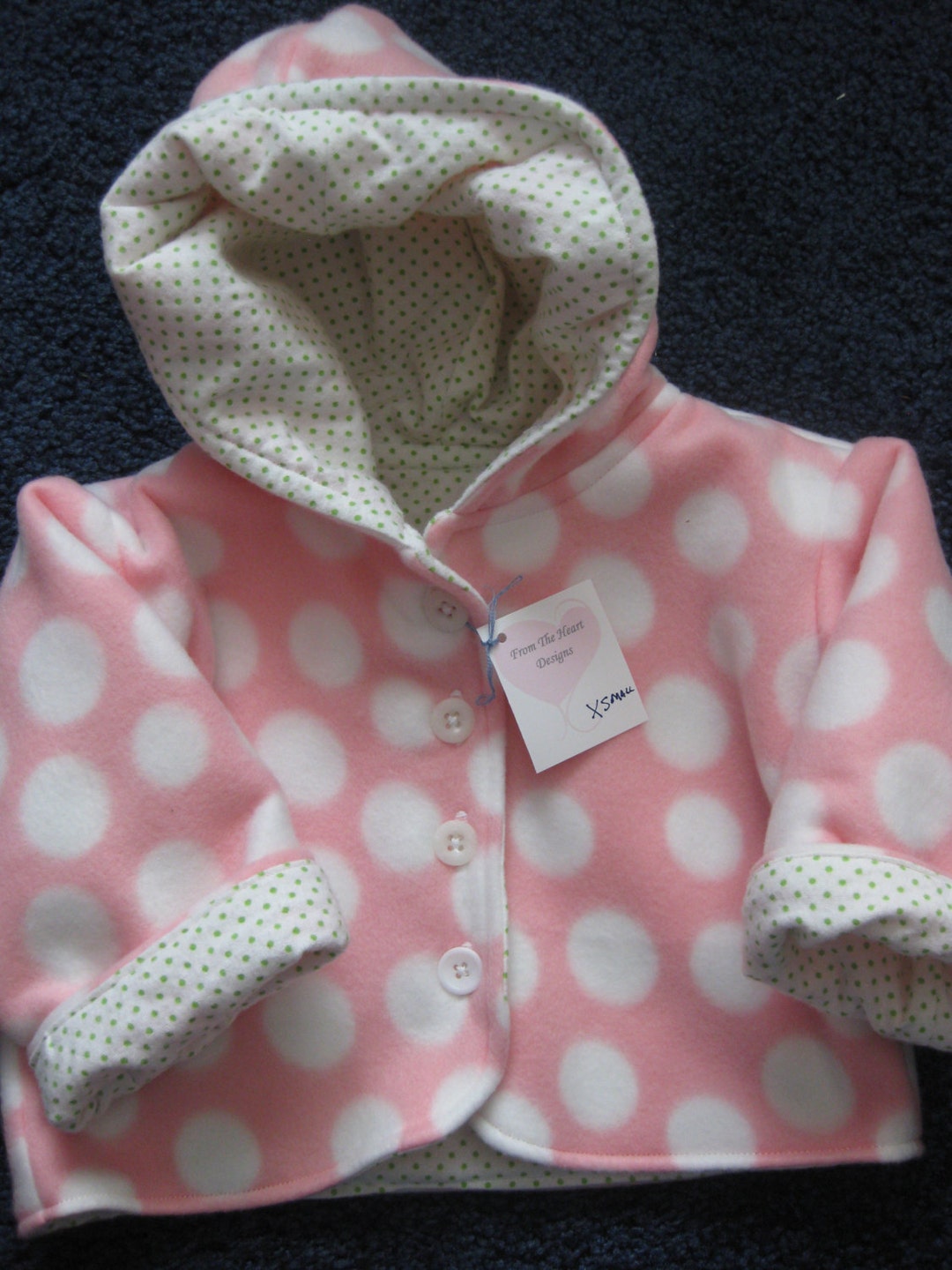 Hooded Reversible Fleece Infant Jacket Lined in Flannel or Cotton ...