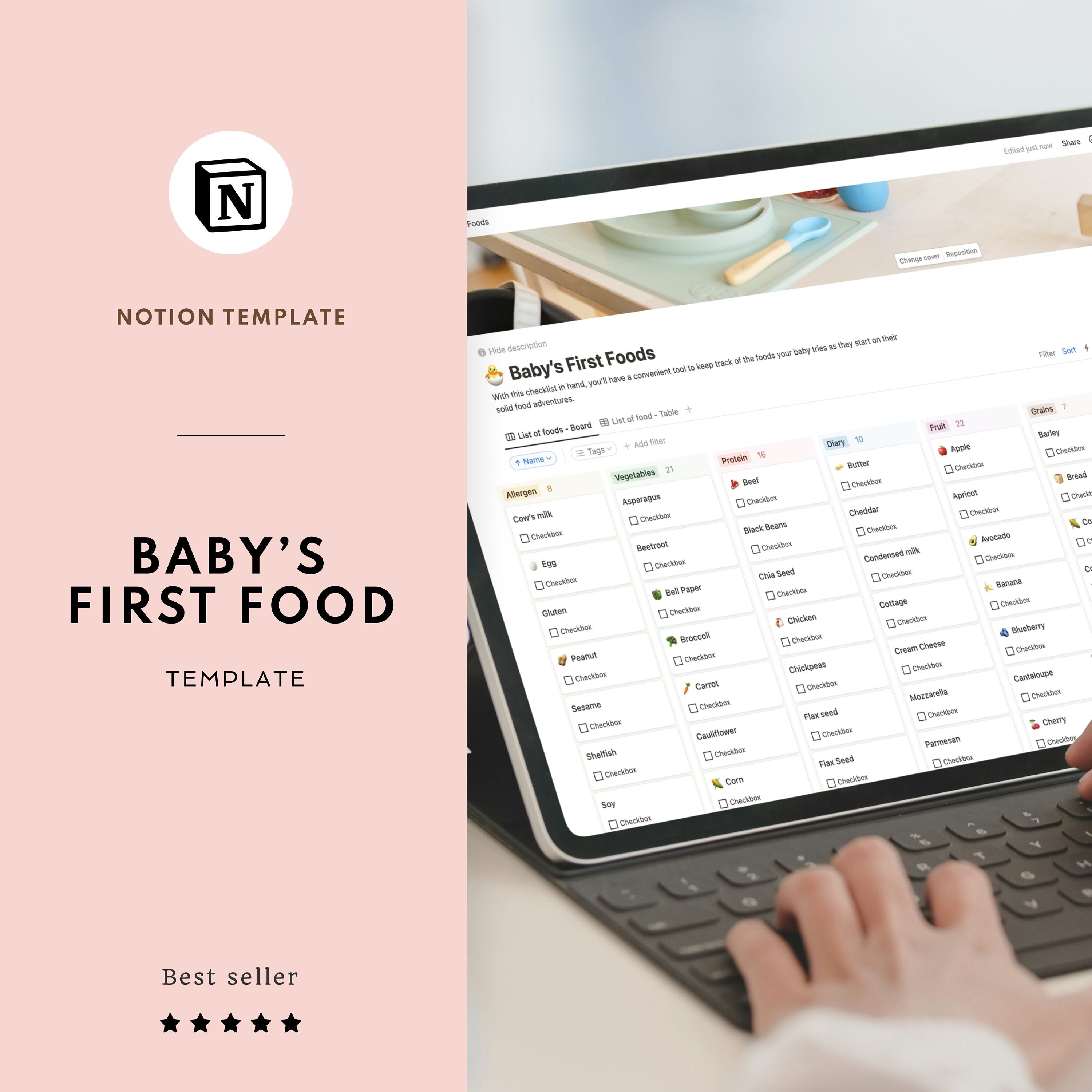 Notion Baby Food Tracker Template, Baby's First Food Checklist, Baby ...