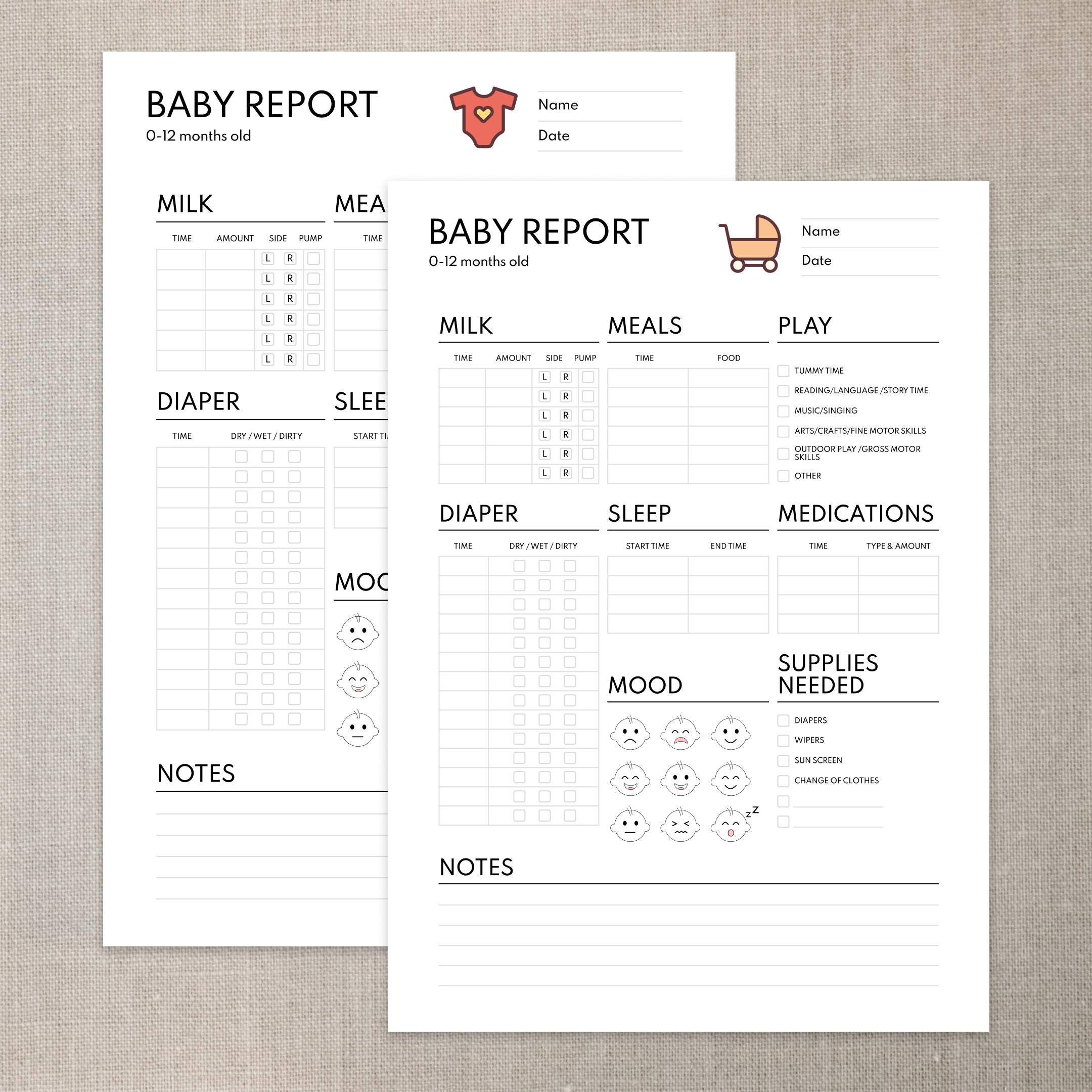 Baby Daily Log, Babysitter Journal, Tracker Printable, Printable Baby ...