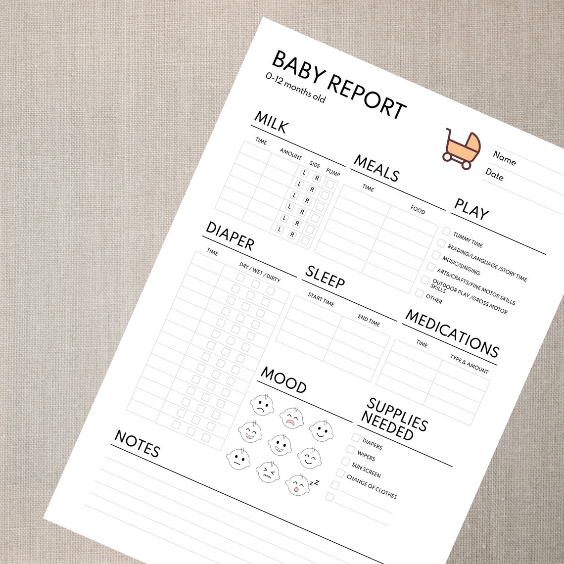 Baby Daily Log, Babysitter Journal, Tracker Printable, Printable Baby ...