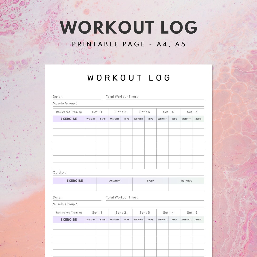 Workout Tracker Printable Daily Exercise Log Fitness - Etsy