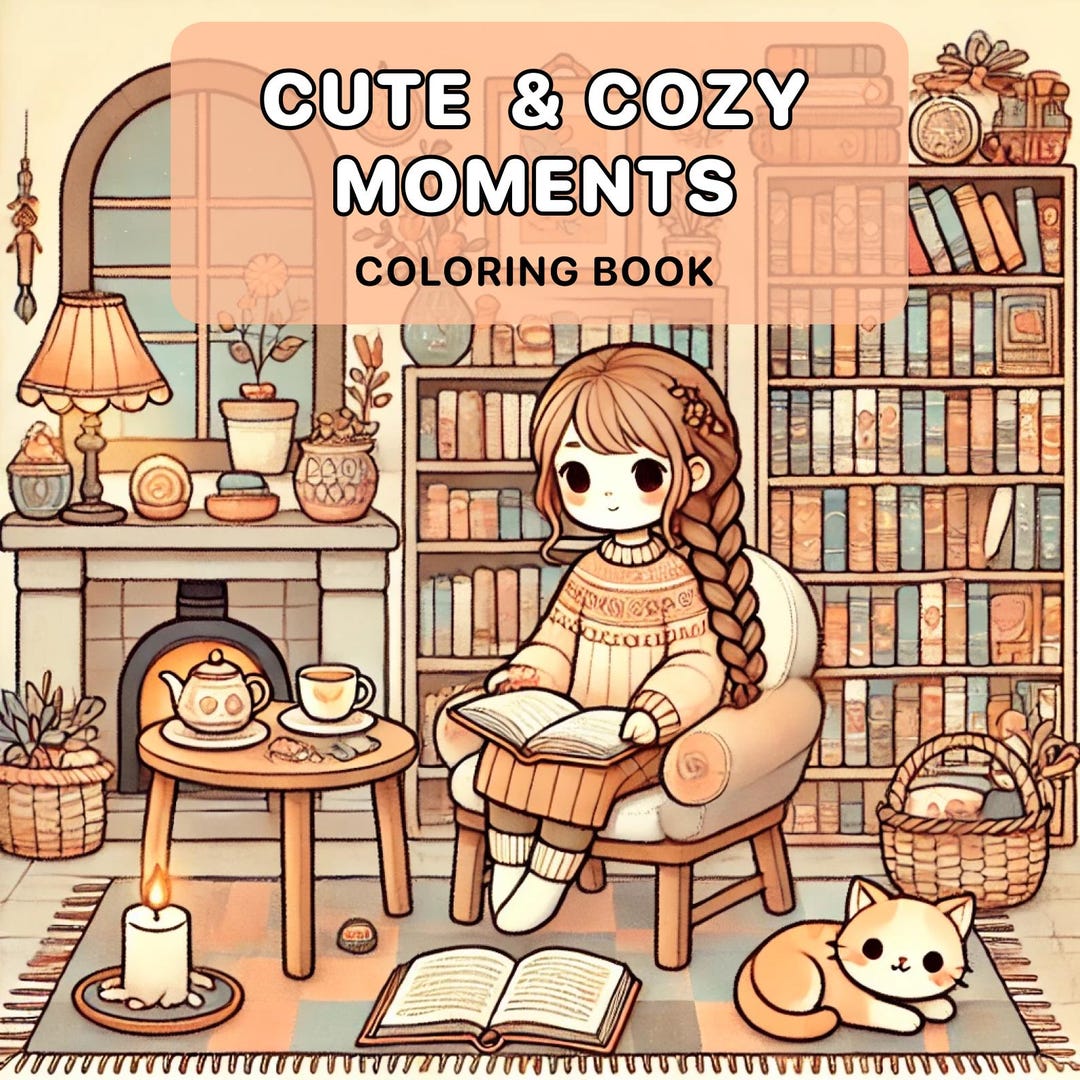 Super Cute & Cozy Girls Coloring Book - Etsy