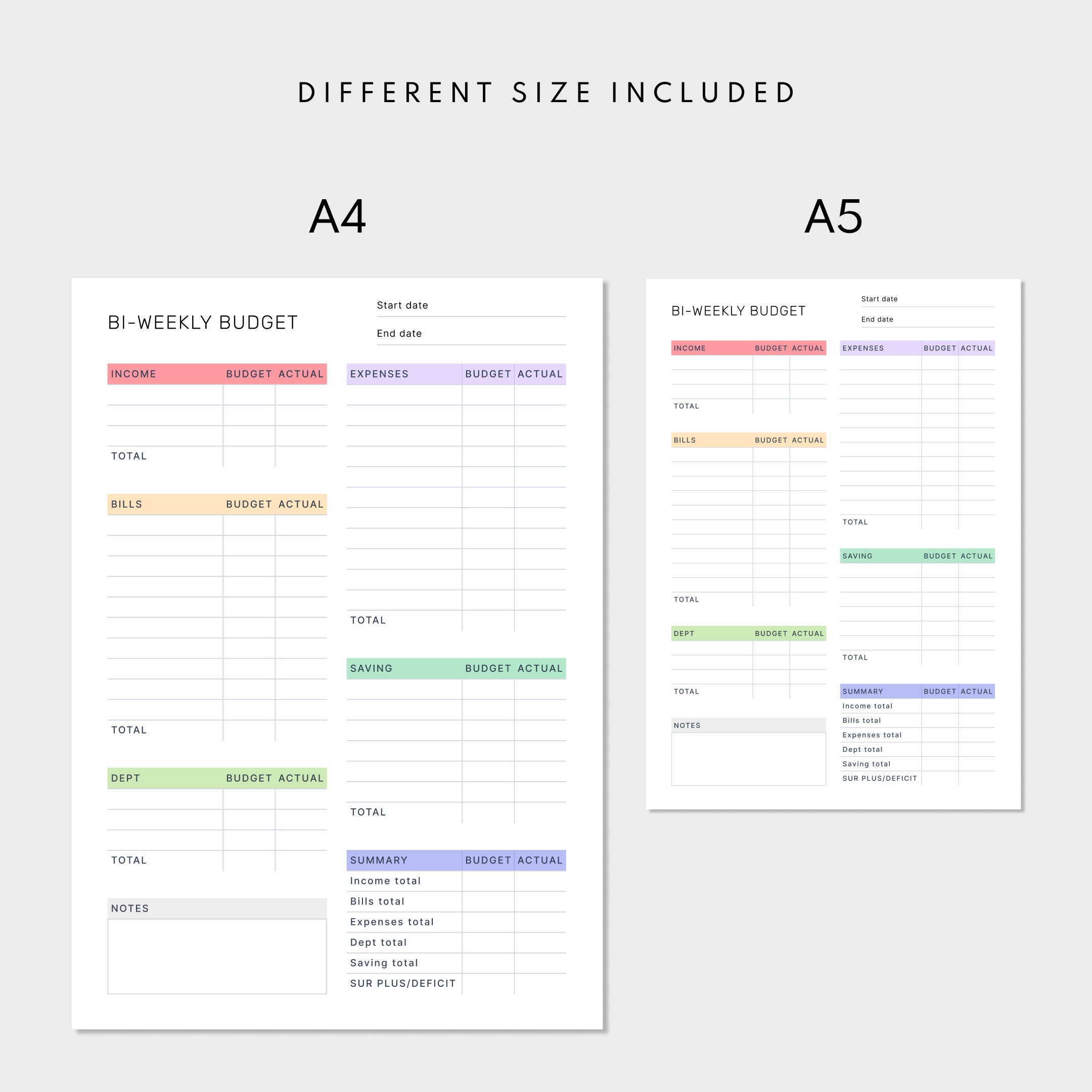 Bi-weekly Budget Printable Planner, A4 & A5 Size - Etsy