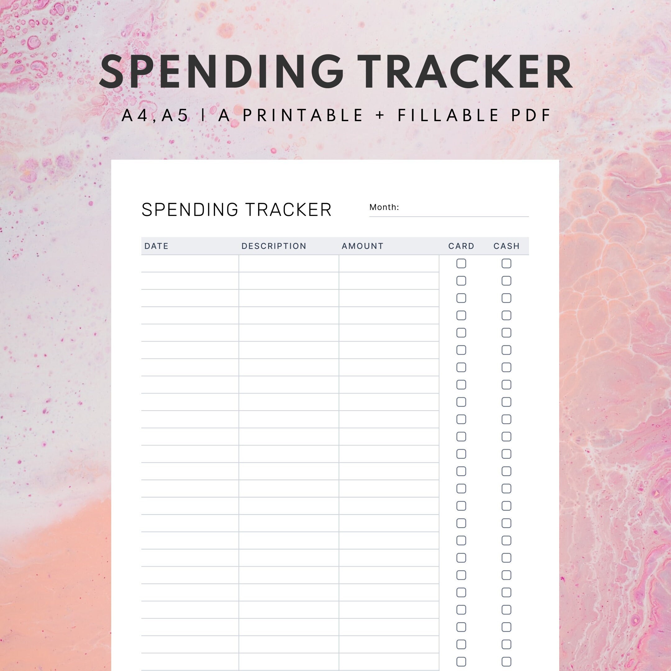 Spending Tracker Printable, Expense Tracker, Budget Template, Financial ...