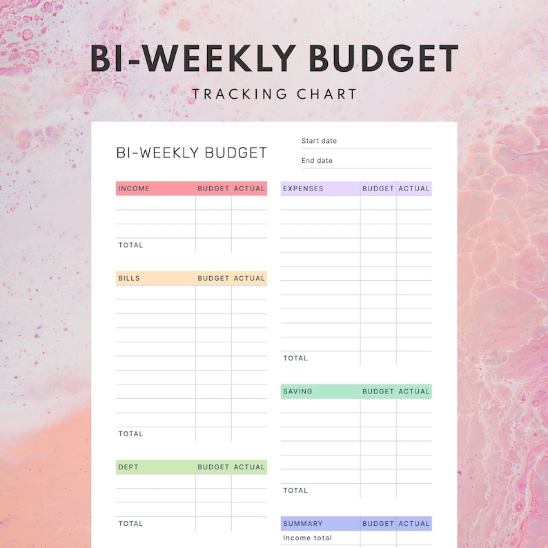 Bi-weekly Budget Printable Planner, A4 & A5 Size - Etsy