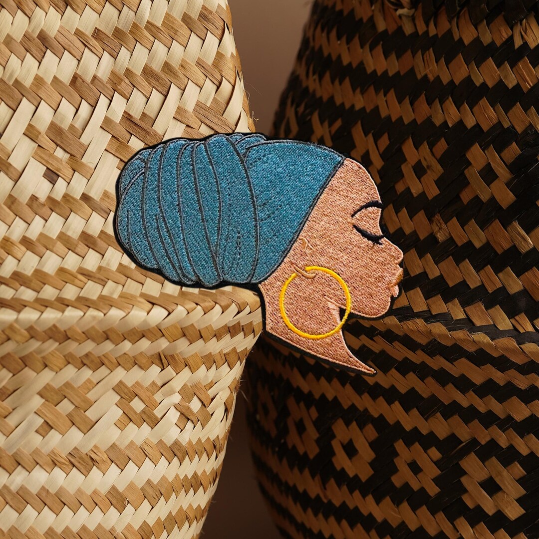 Black Woman With Headdress Patch, Afrocentric Patch, Beautiful Black ...