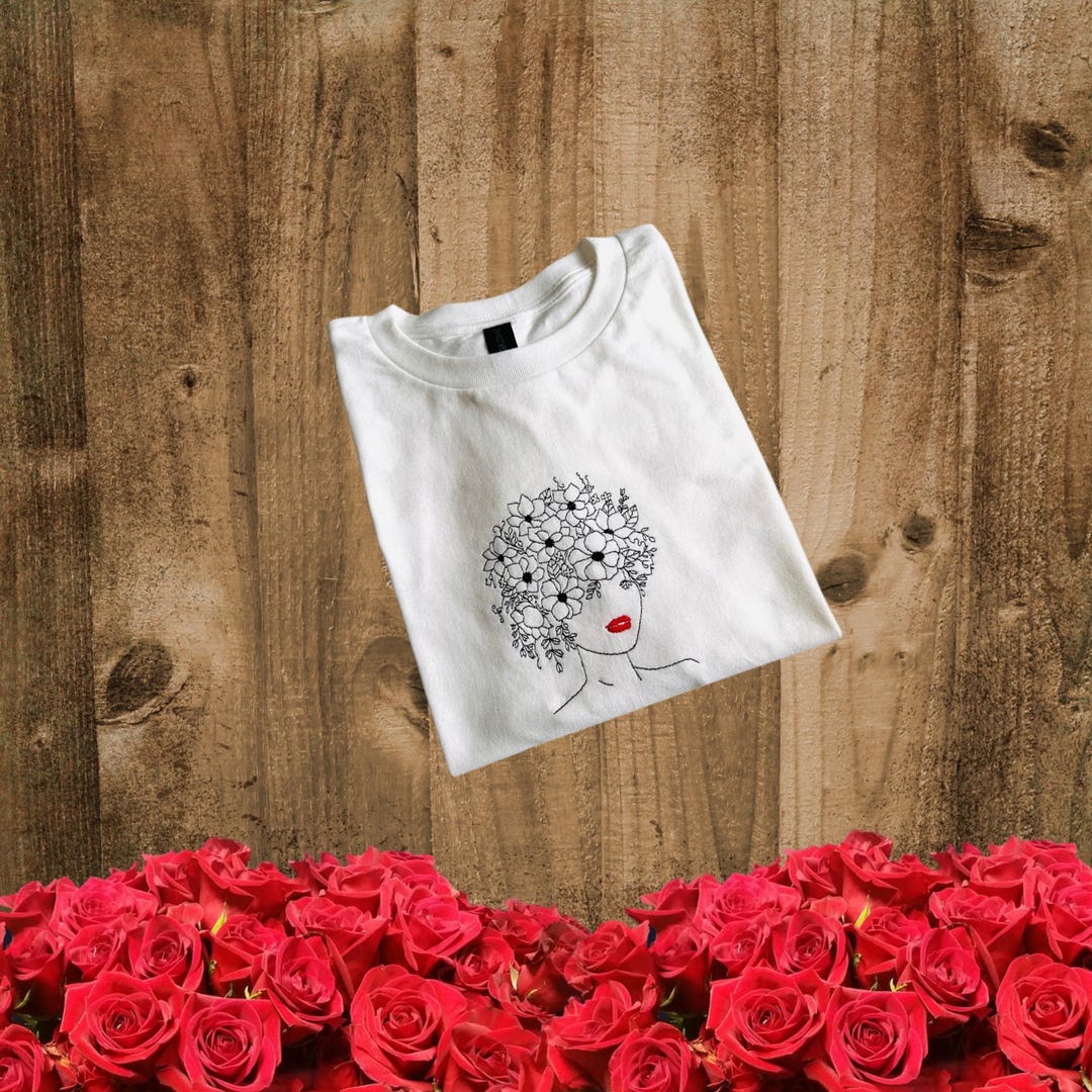 Floral Embroidery, Line Drawing Embroidery, Woman Embroidery - Etsy