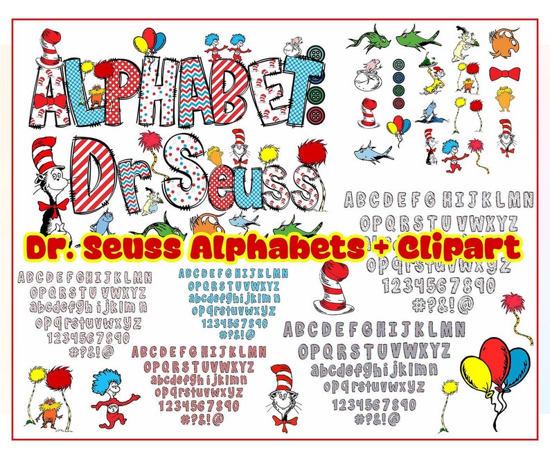 Dr. Suess Alphabet Png, Dr. Suess Bundle, Cat in the Hat PNG, Dr. Suess ...