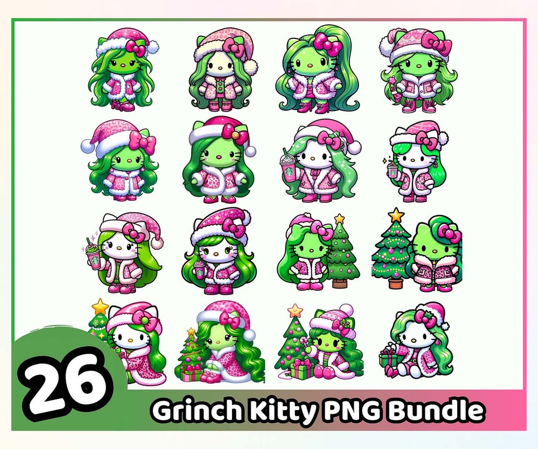26 Grinch Kitty PNG Bundle Hello Grinch Kittyy Png Cute - Etsy