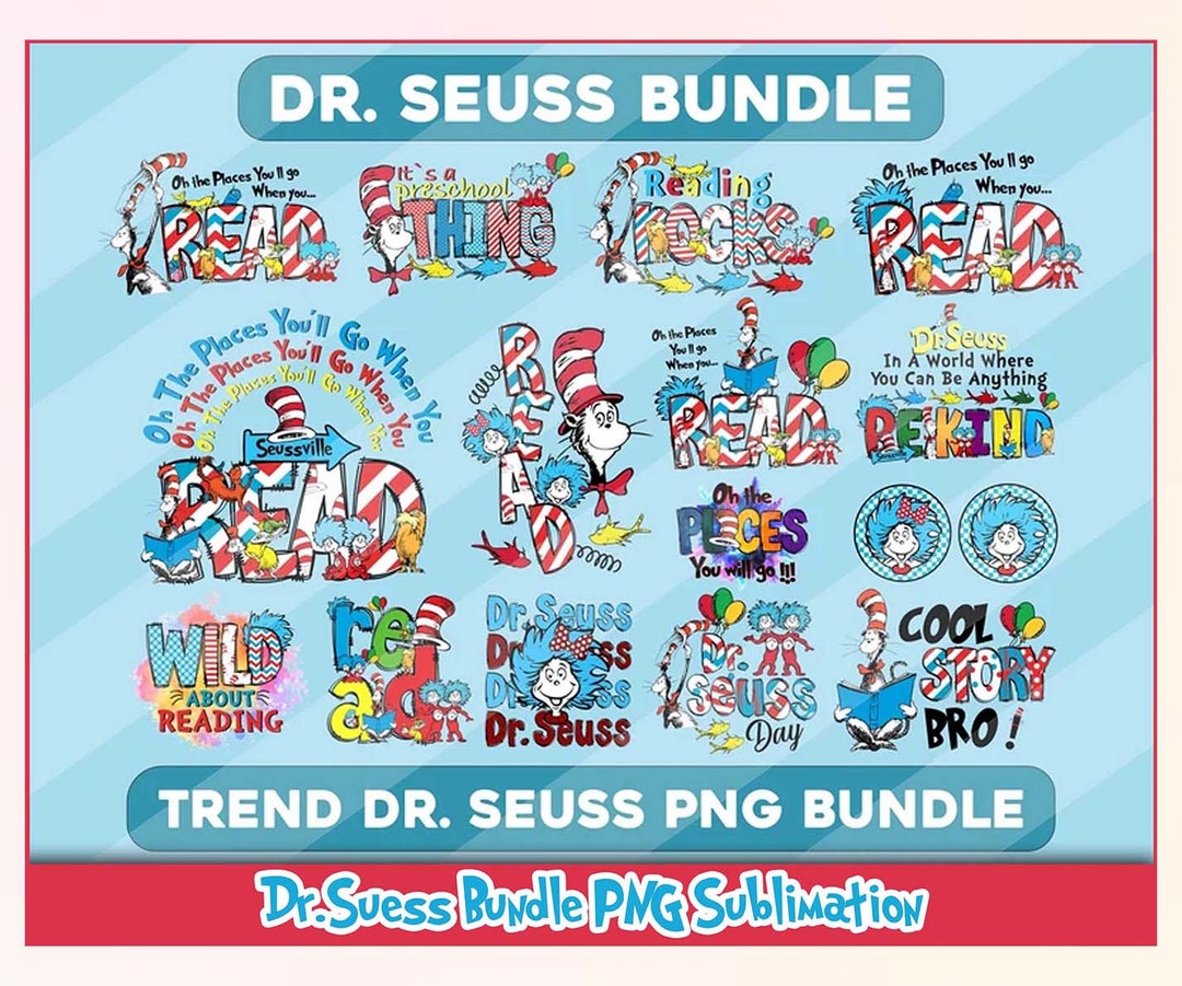 Dr.suess Bundle PNG, Dr. Suess Retro, School Sublimation, Dr.suess Book ...